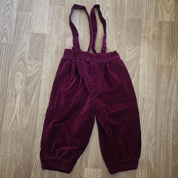 Bottoms | Vintage Kids Burgundy Velvet Overalls | Poshmark